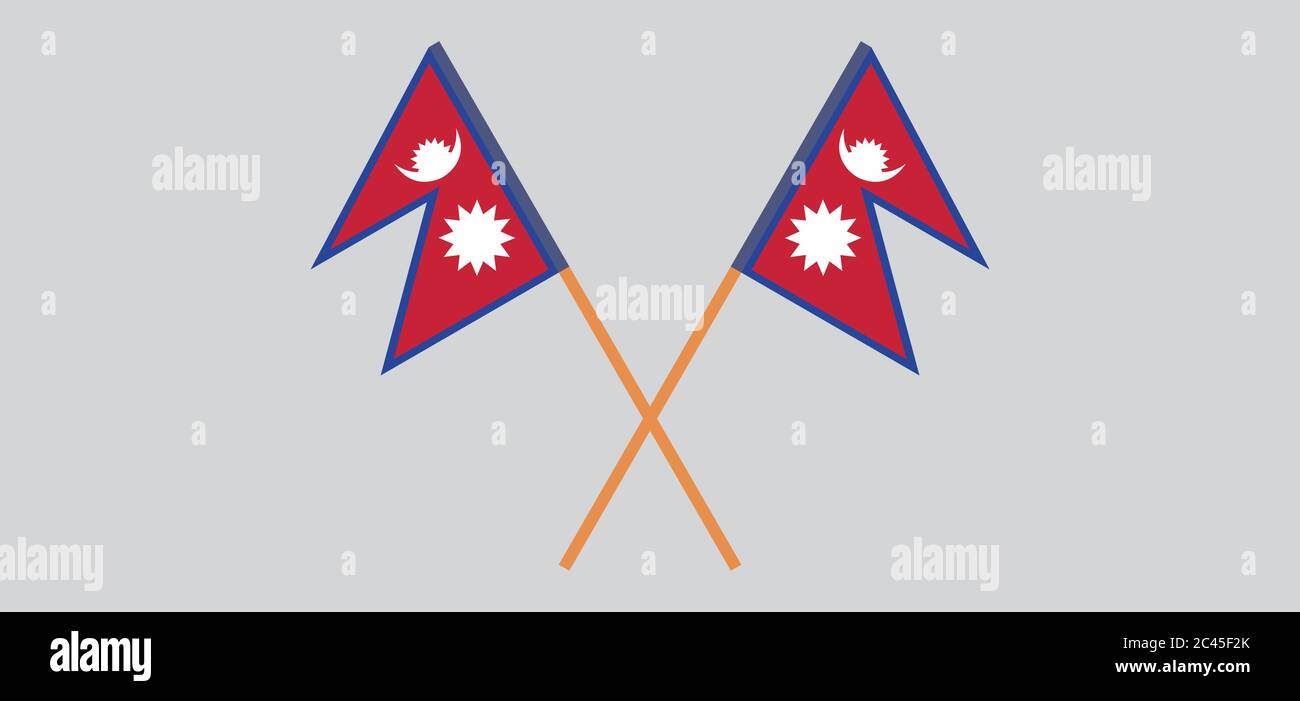 Crossed flags of Nepal. Official colors. Correct proportion. Vector ...