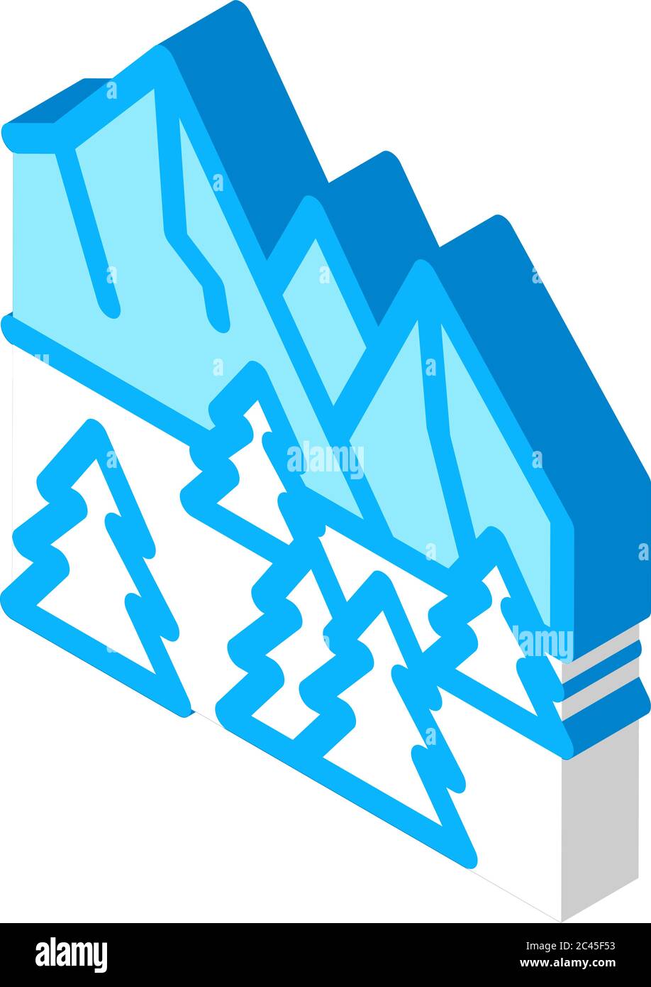 snowy mountain and forest nature isometric icon vector illustration ...