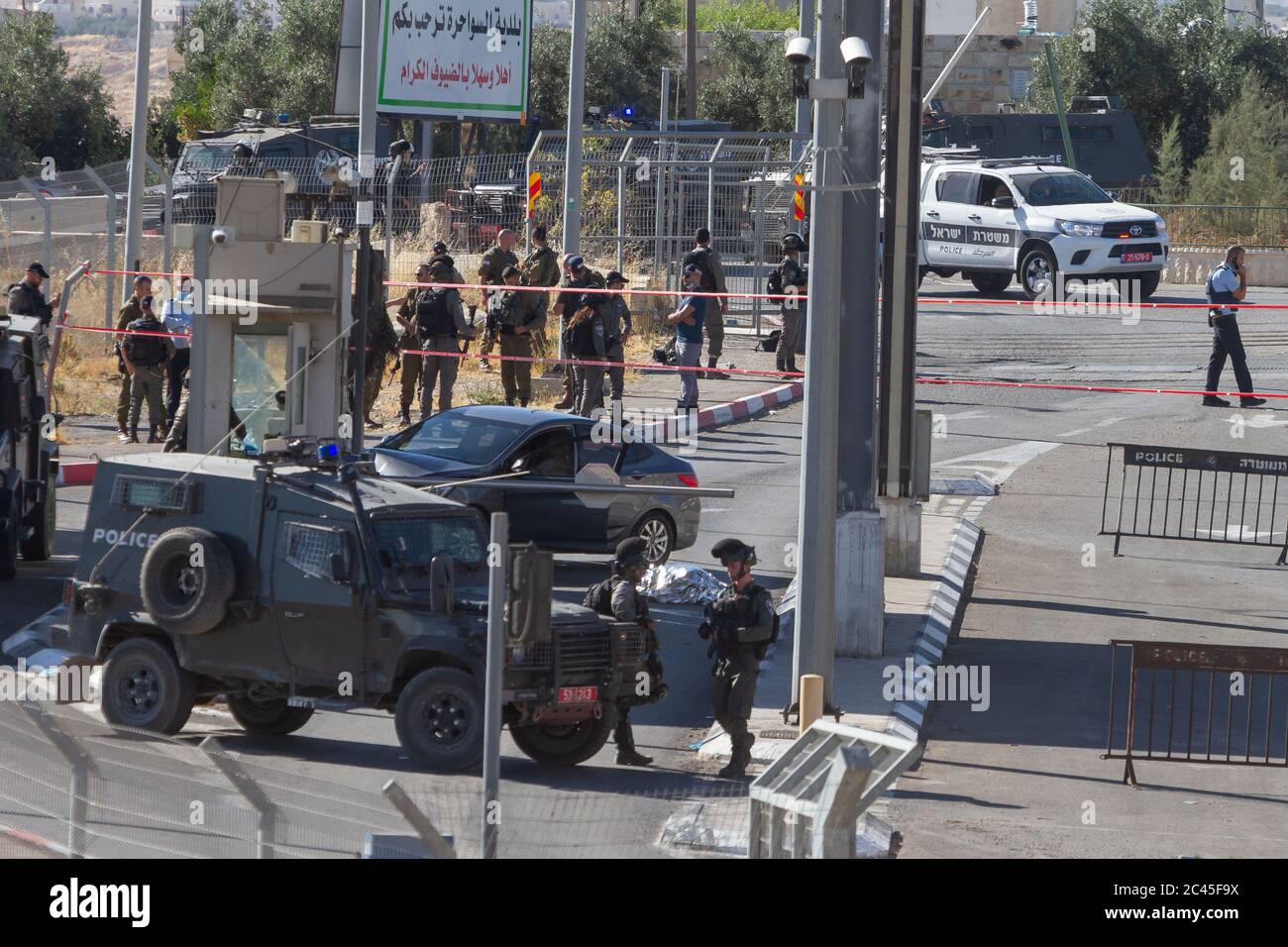 Bethlehem. 23rd June, 2020. Israeli soldiers guard at an Israeli ...