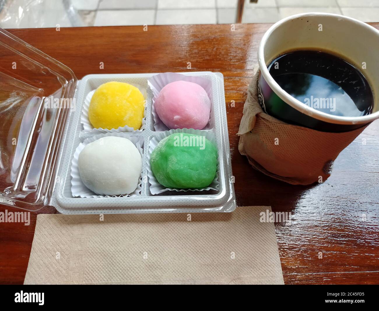 Japanese sweet dessert with hot coffee Stock Photo - Alamy