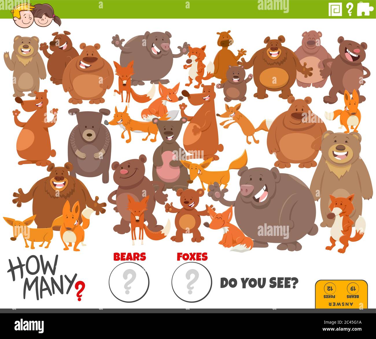 Illustration of Educational Counting Game for Children with Cartoon ...