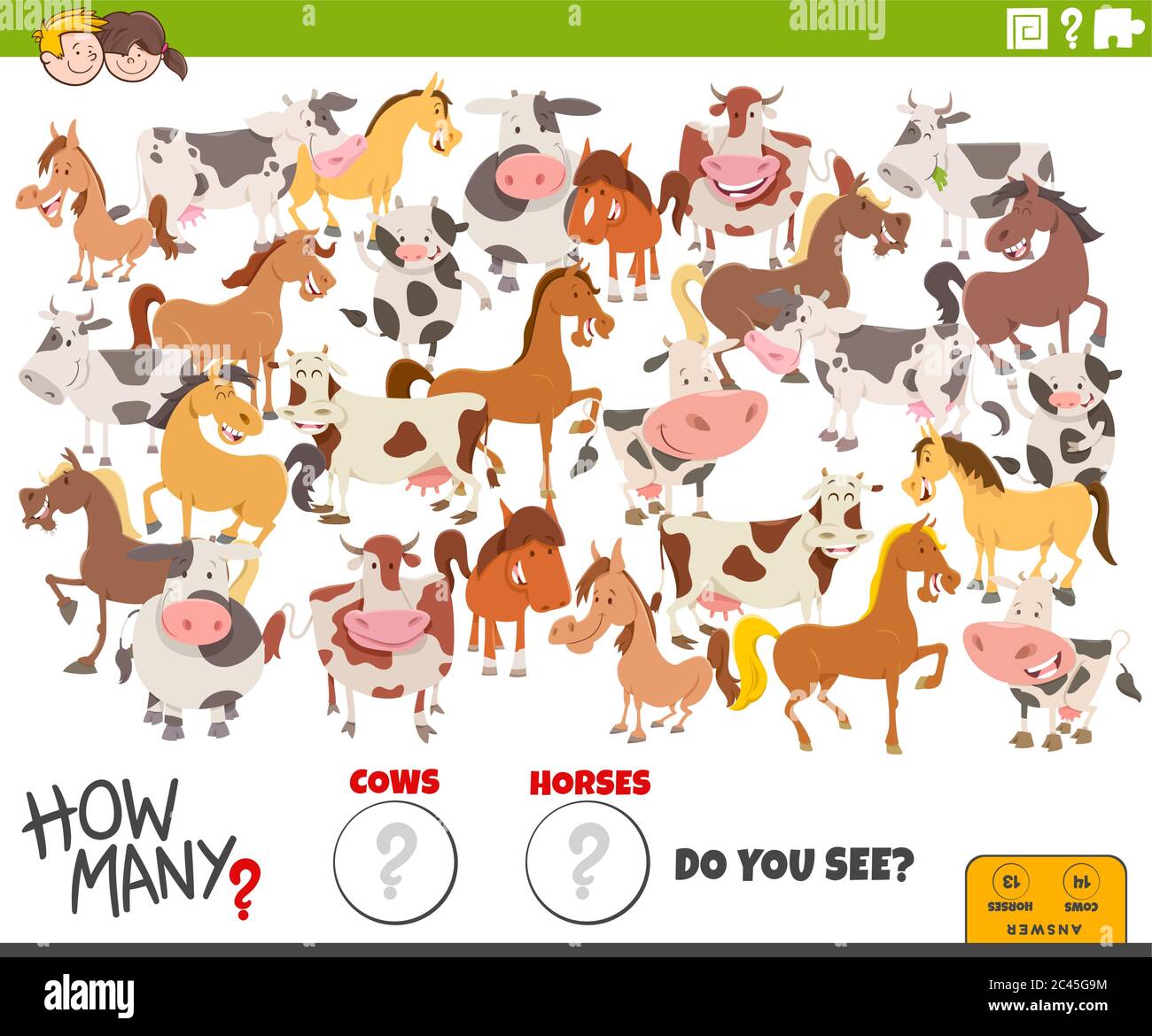 Illustration of Educational Counting Game for Children with Cartoon ...