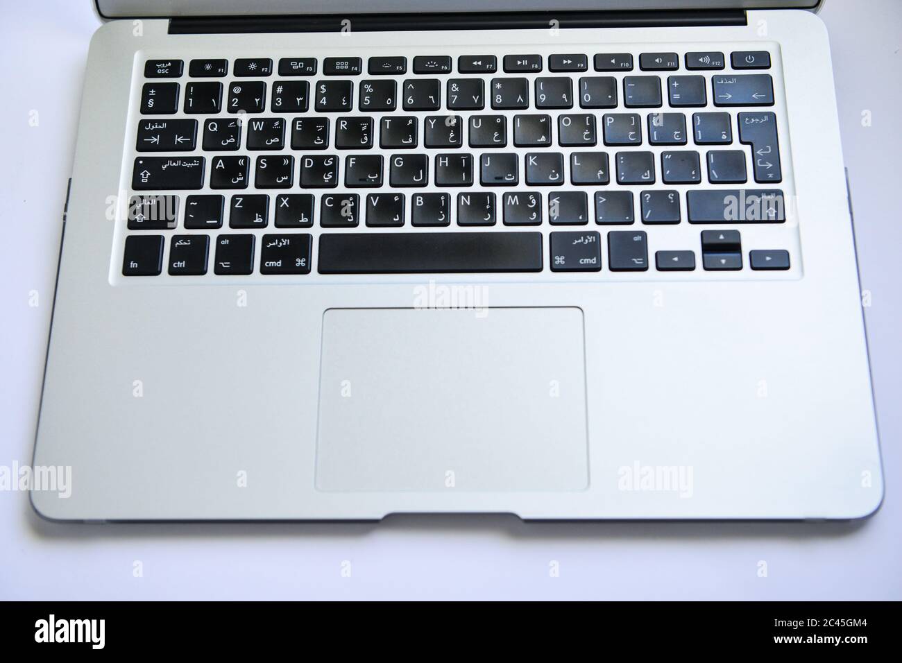 White Aluminum Keyboard with mobile and muse on white background Stock ...