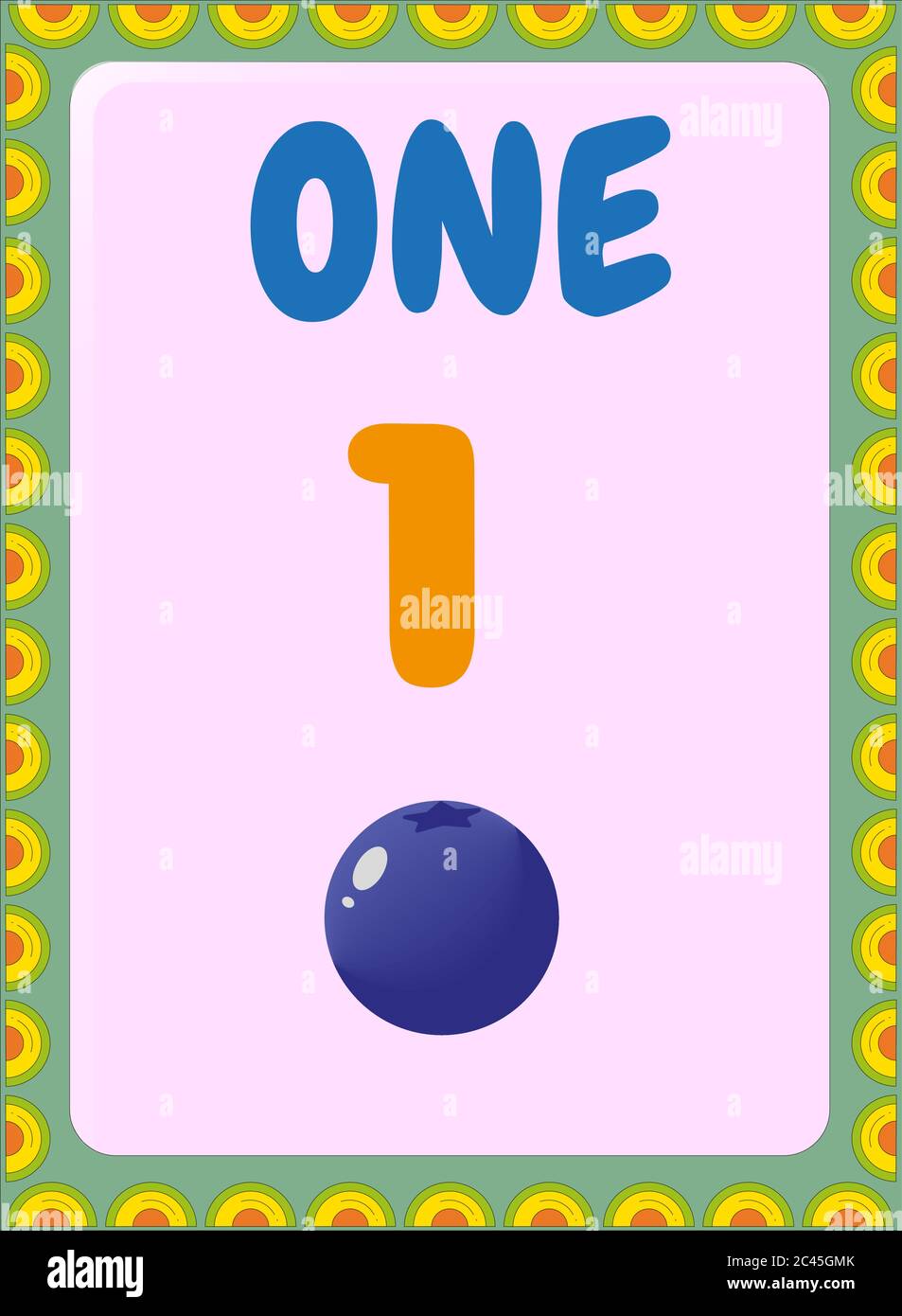 Preschool and toddler math with blueberry and orange fruit design Stock ...