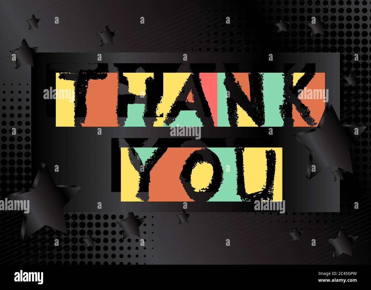 Abstract Thank You text. Vector illustrated grungy style word on ...