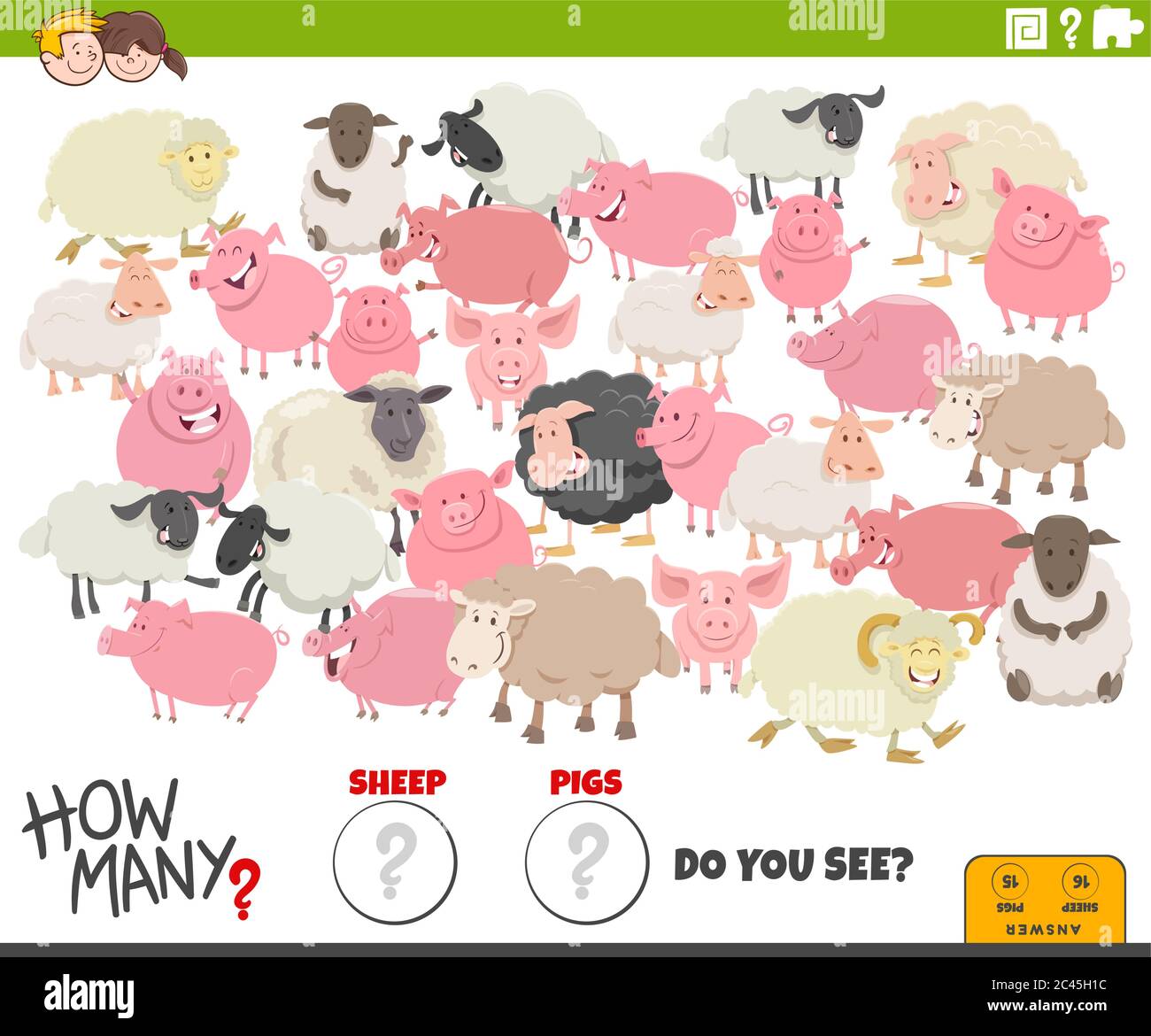 Illustration of Educational Counting Game for Children with Cartoon ...