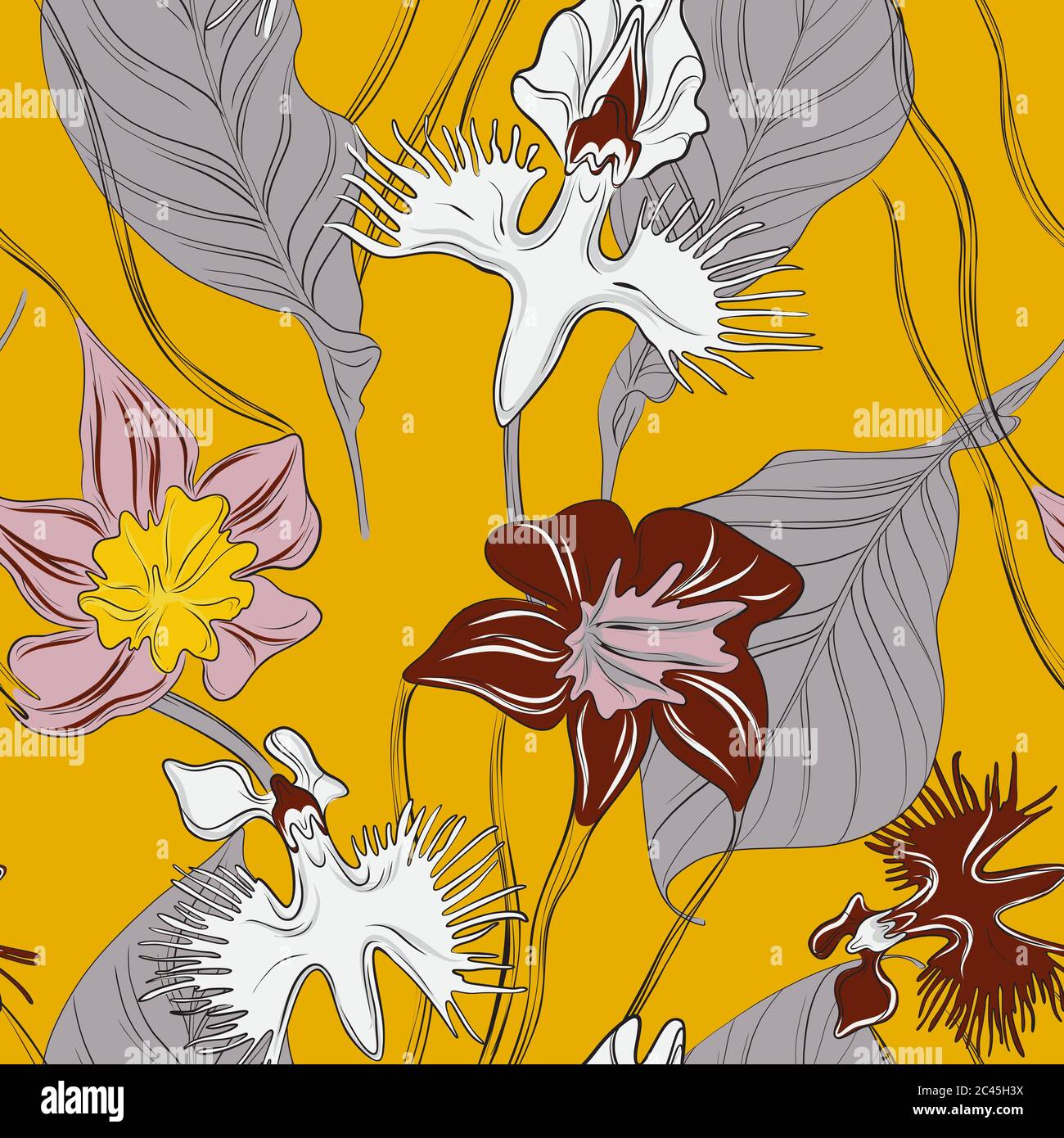 Watercolor orchids Stock Vector Images - Alamy