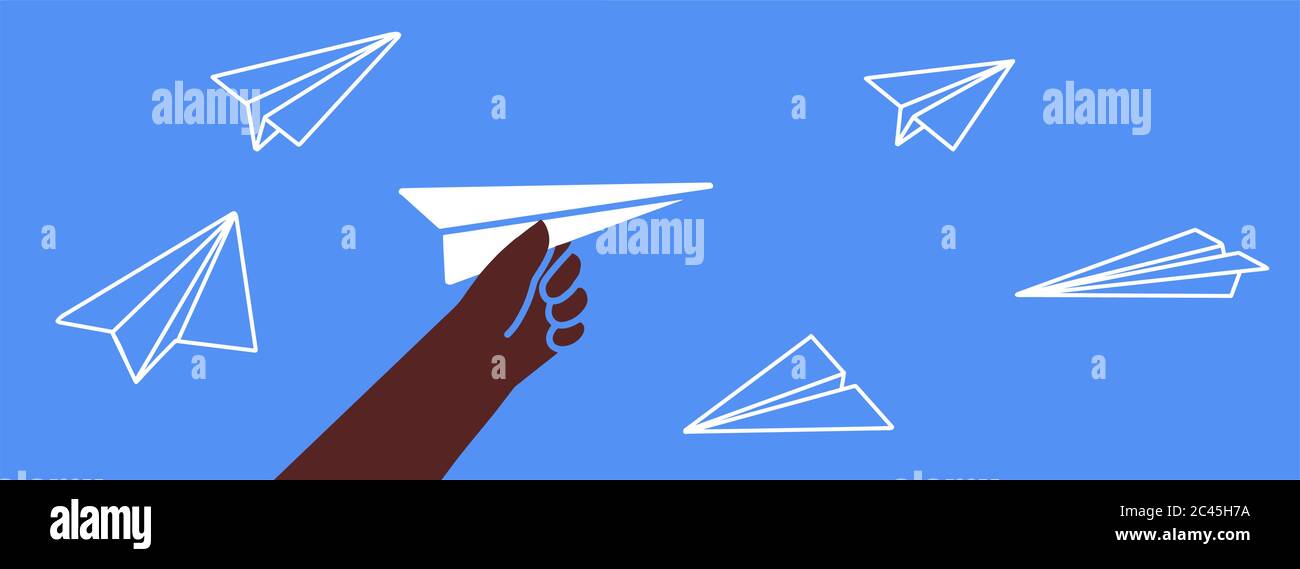 Blue paper background hand Stock Vector Images - Alamy