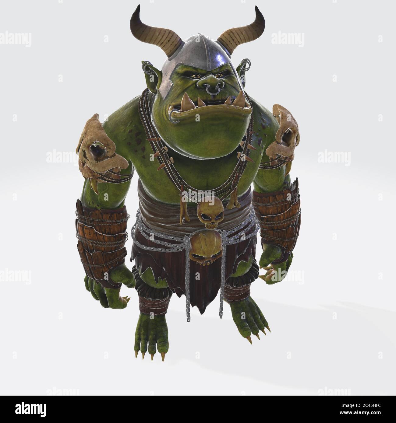 3D rendering model of a green monster isolated on a white background ...