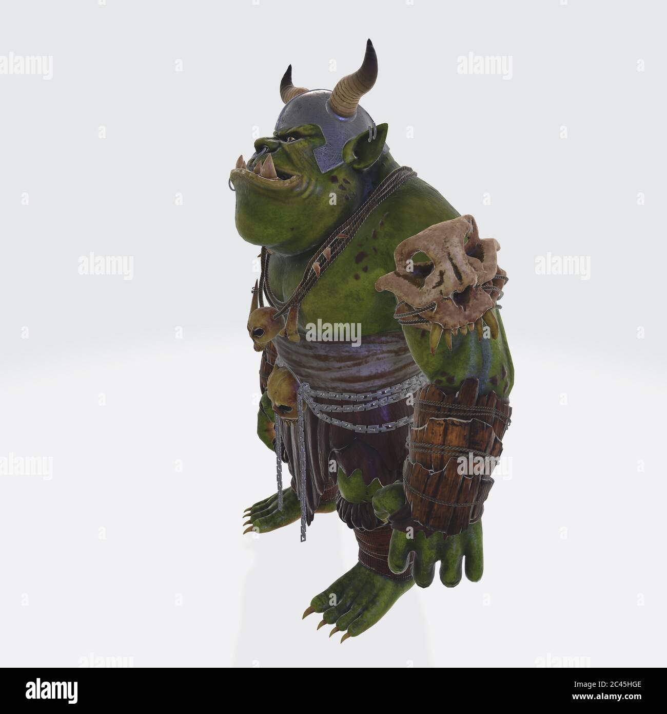 3D rendering model of a green monster isolated on a white background ...
