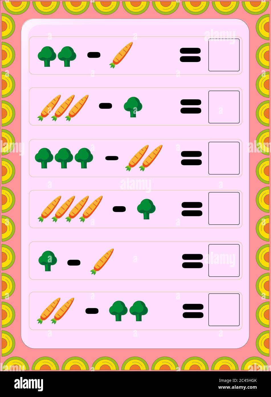 Preschool and toddler math with broccoli and carrot design Stock Vector ...