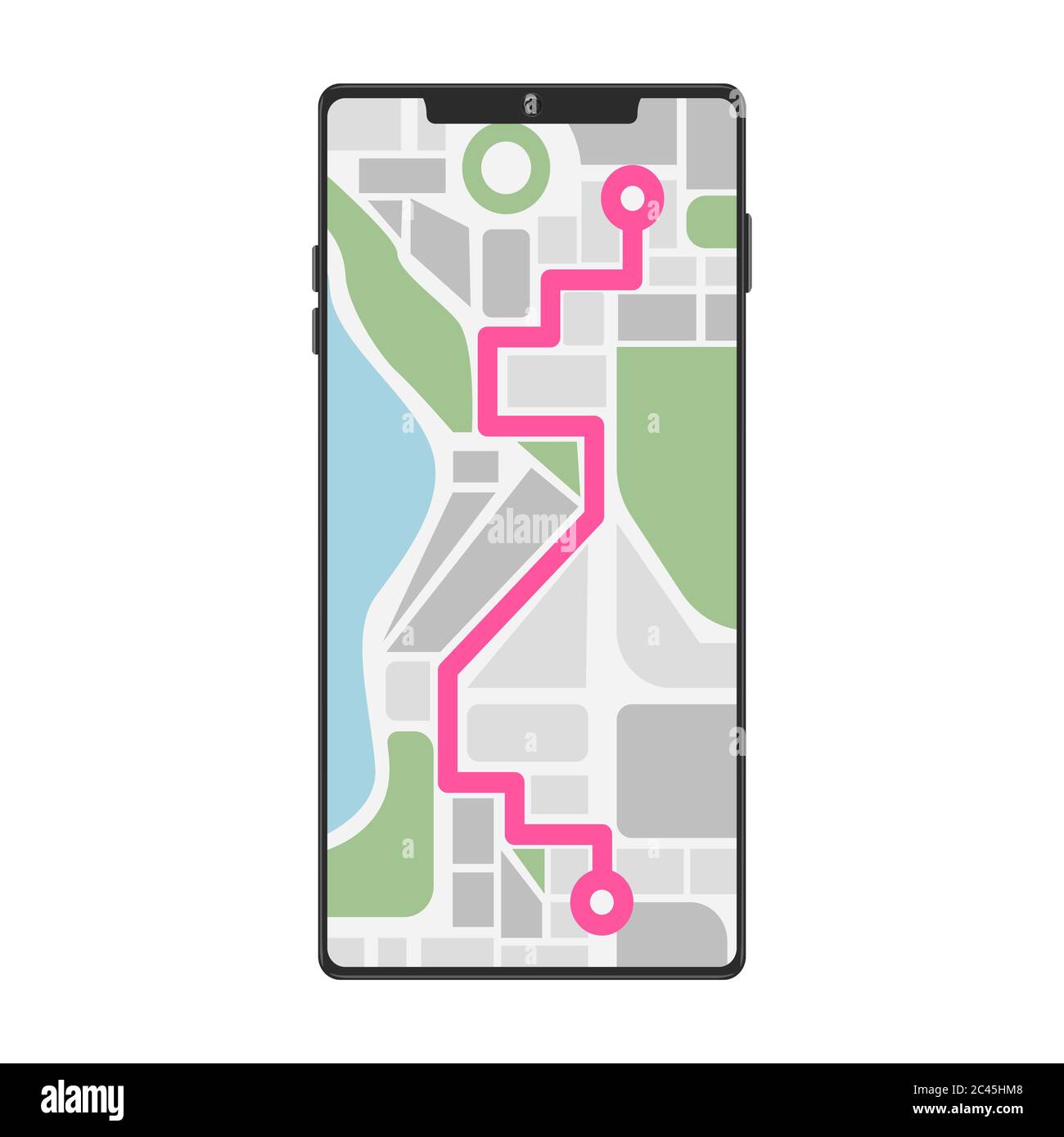Smartphone mock up with Navigation city map. Flat and solid color ...