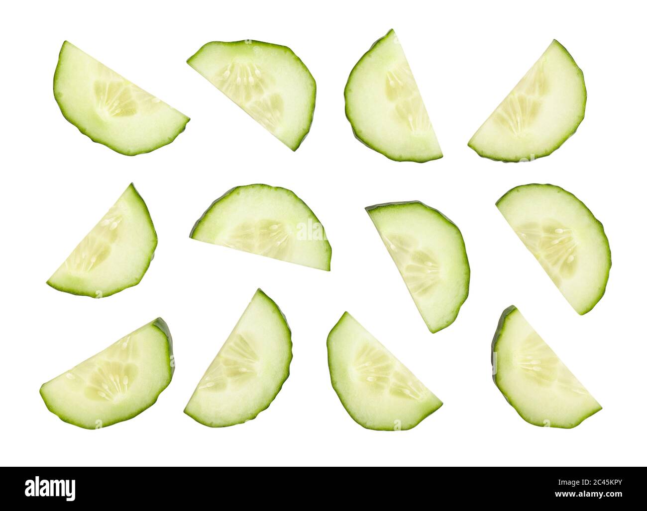 sliced cucumber path isolated on white Stock Photo - Alamy