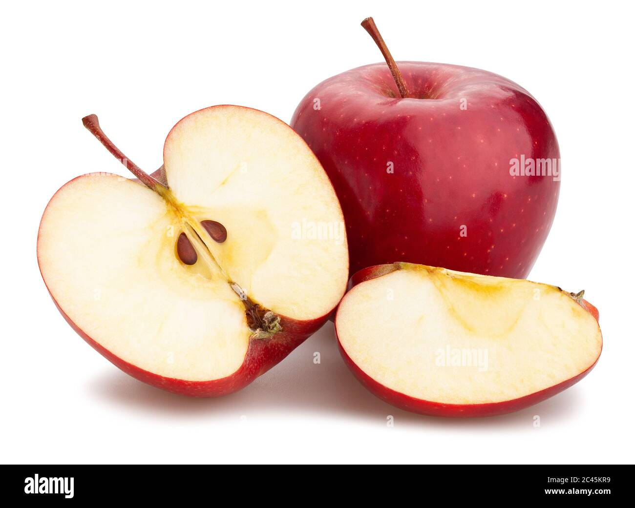sliced red apples path isolated on white Stock Photo - Alamy