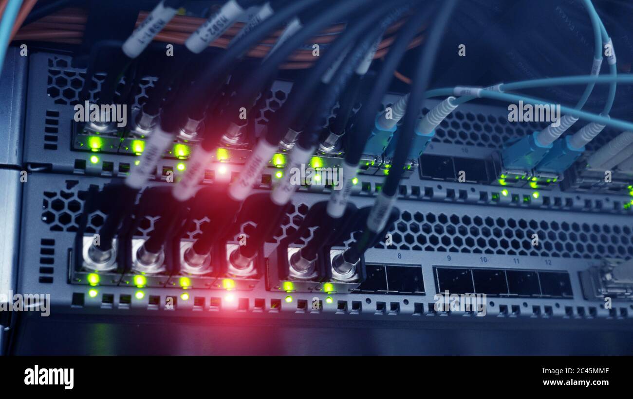 Infrastructure Network Telecommunication Rack. Internet fibre cable ...