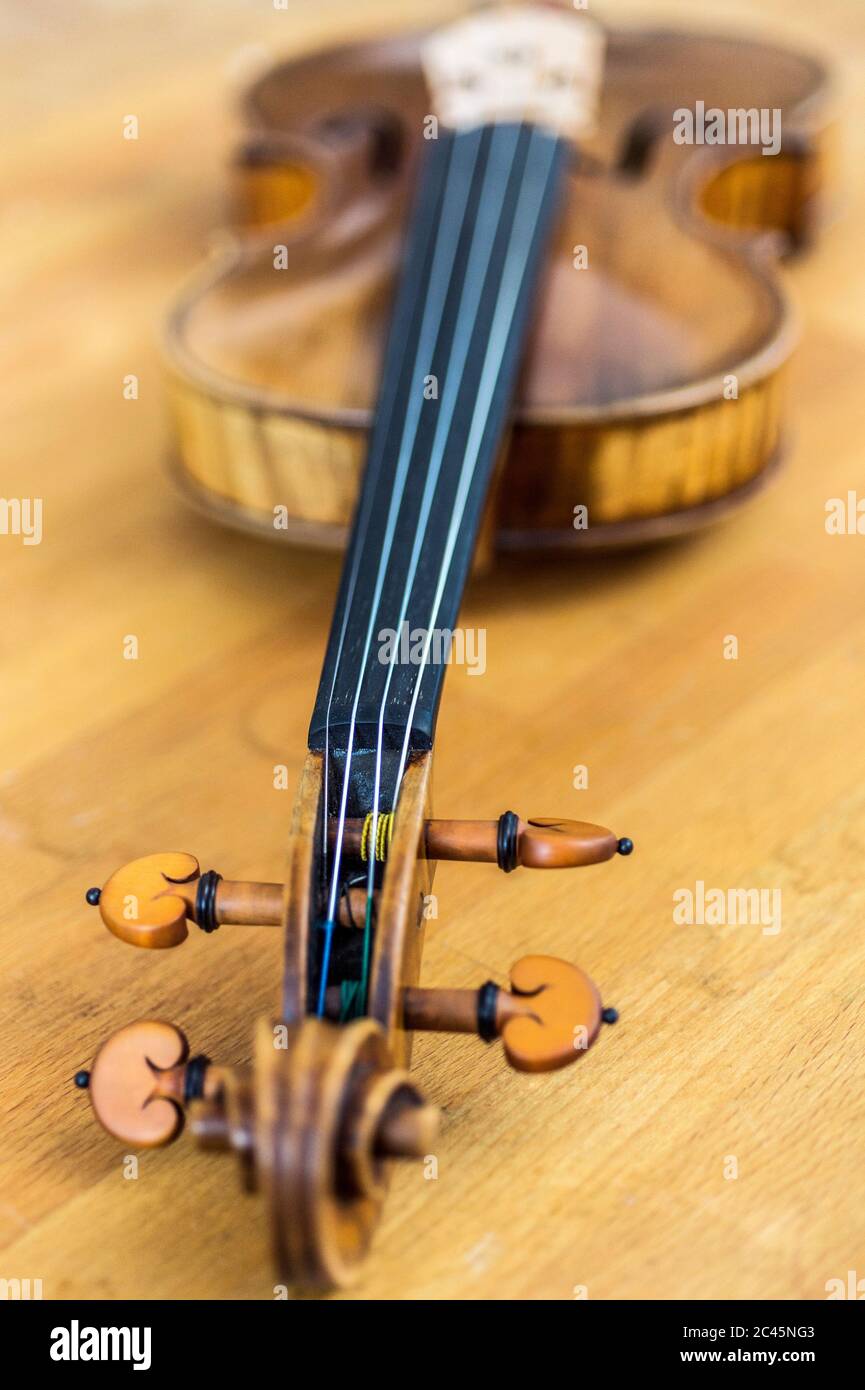 Violin in a violin maker's workshop Stock Photo - Alamy