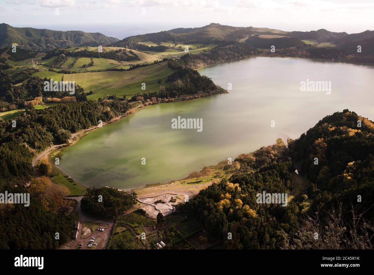 Landscape with lake on Sao Miguel, Azores, Portugal Stock Photo - Alamy