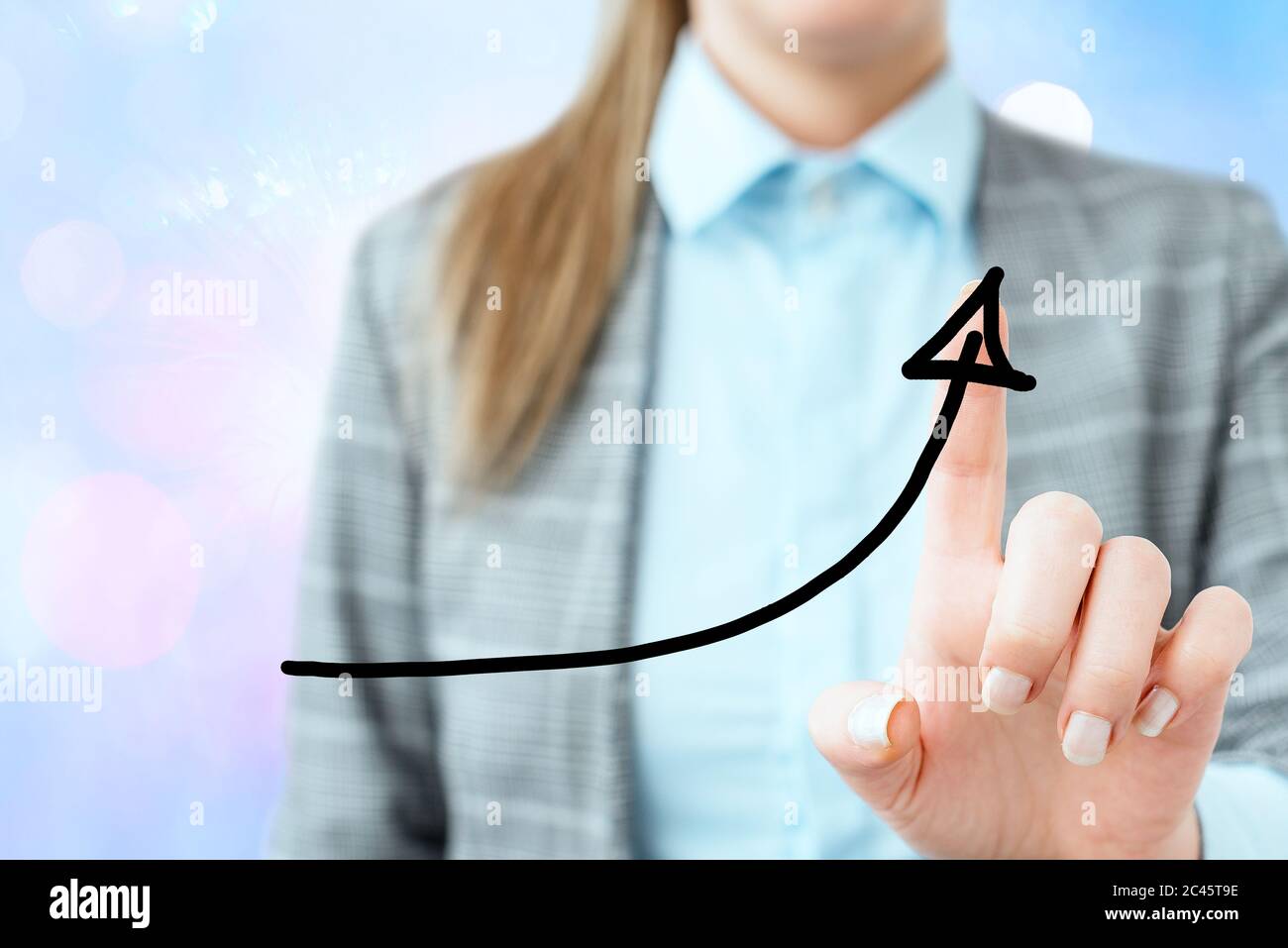 Digital Arrowhead Curve Rising Upward Denoting Growth Development ...