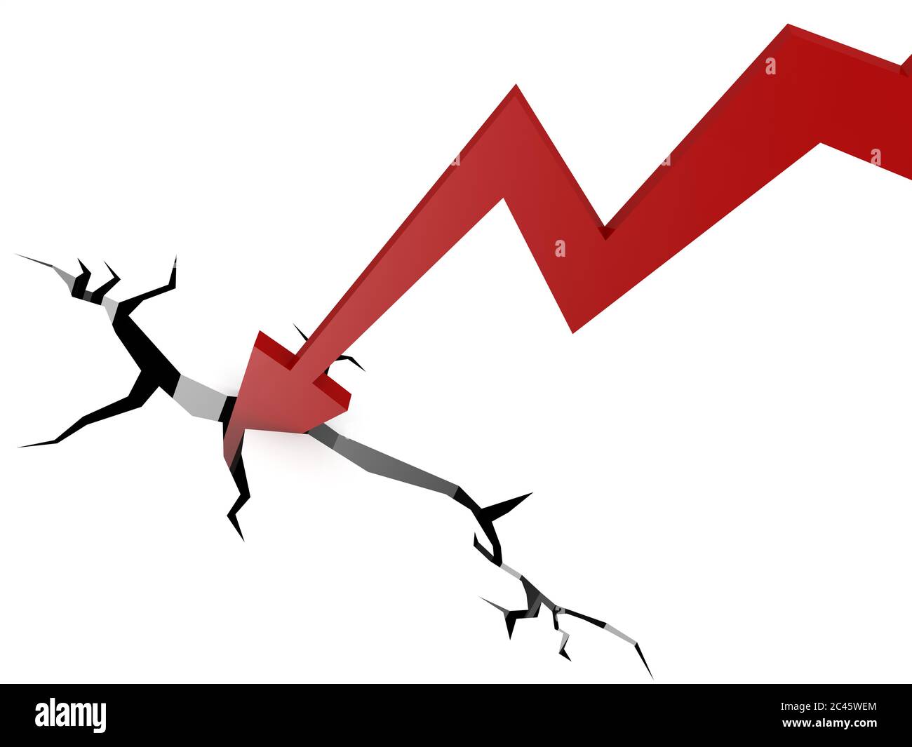 Red arrow into break ground, 3D rendering Stock Photo - Alamy