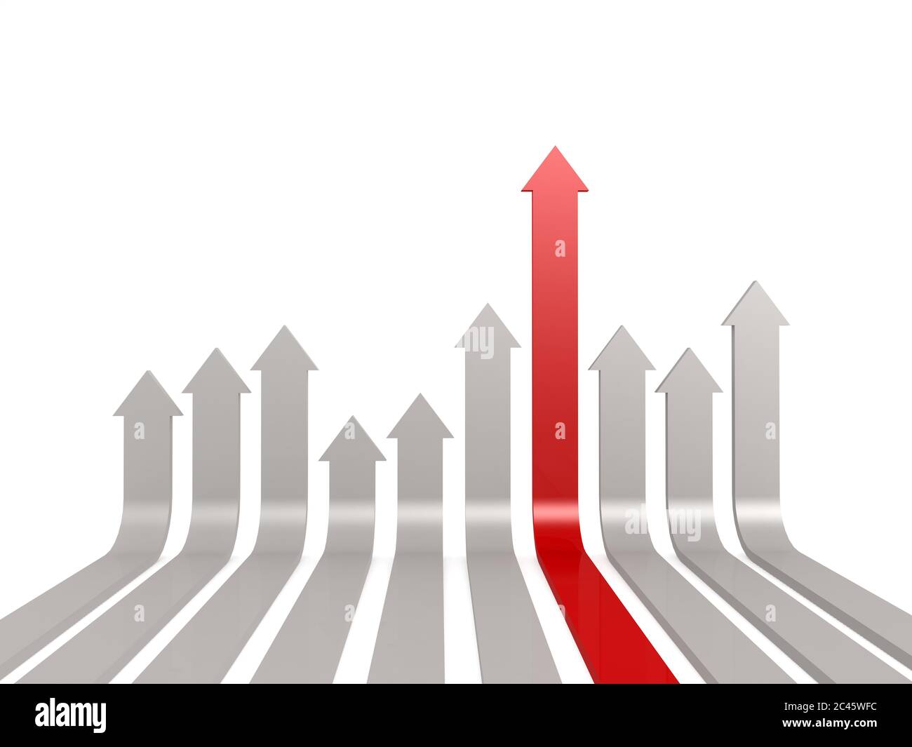 Red leading arrow in the middle, 3D rendering Stock Photo - Alamy