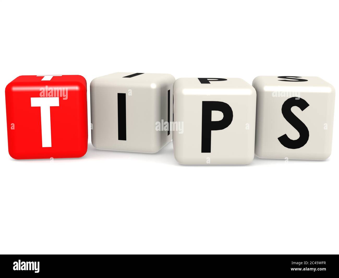 Tips word on cube isolated on white, 3D rendering Stock Photo - Alamy