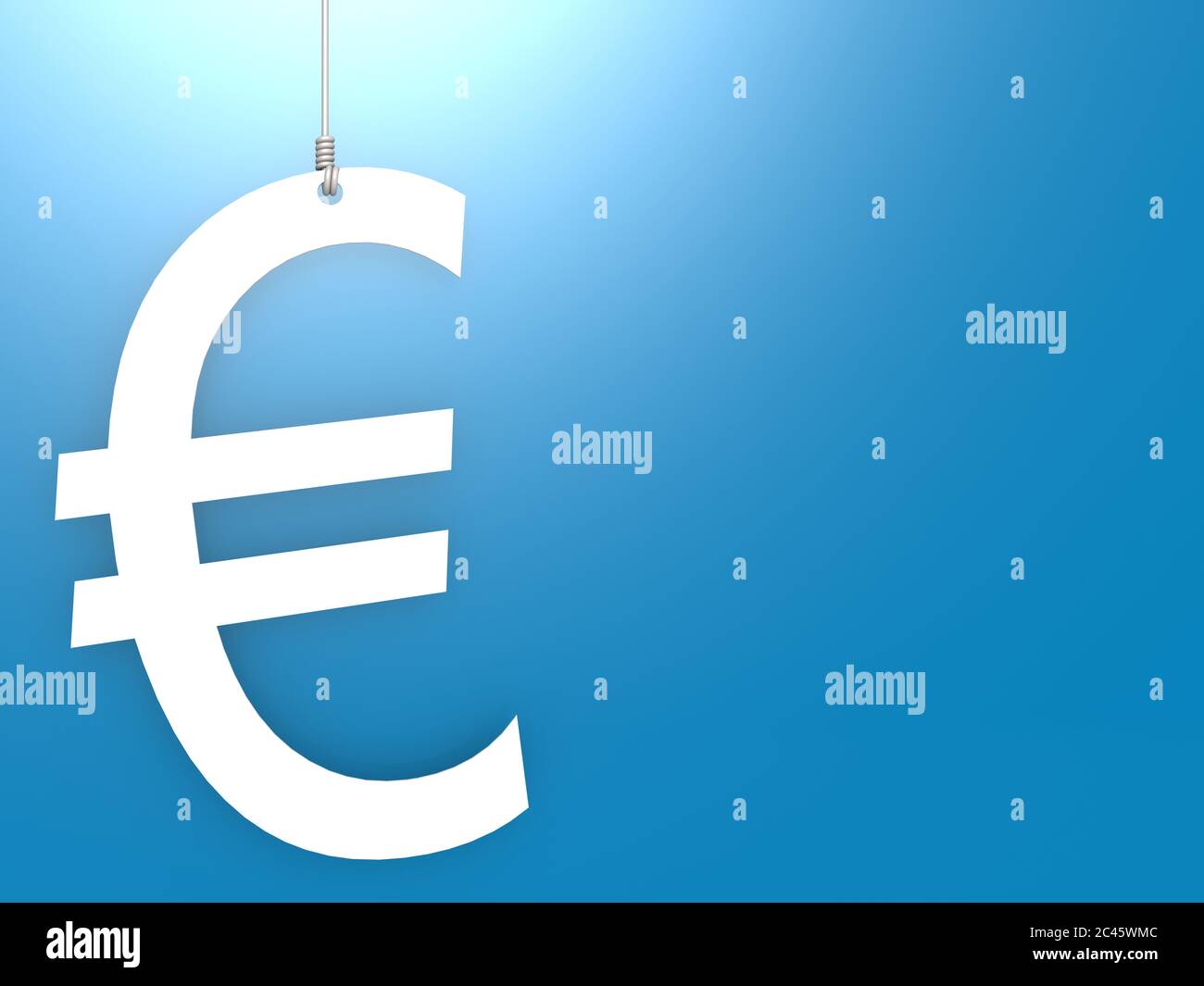 Euro sign hang with blue background, 3D rendering Stock Photo - Alamy