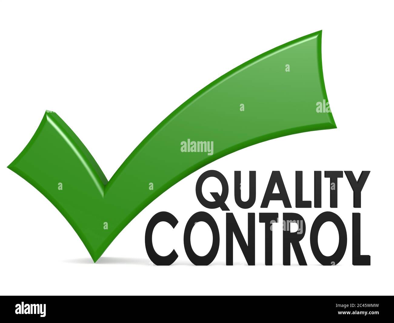 Quality control word with green check mark, 3D rendering Stock Photo ...