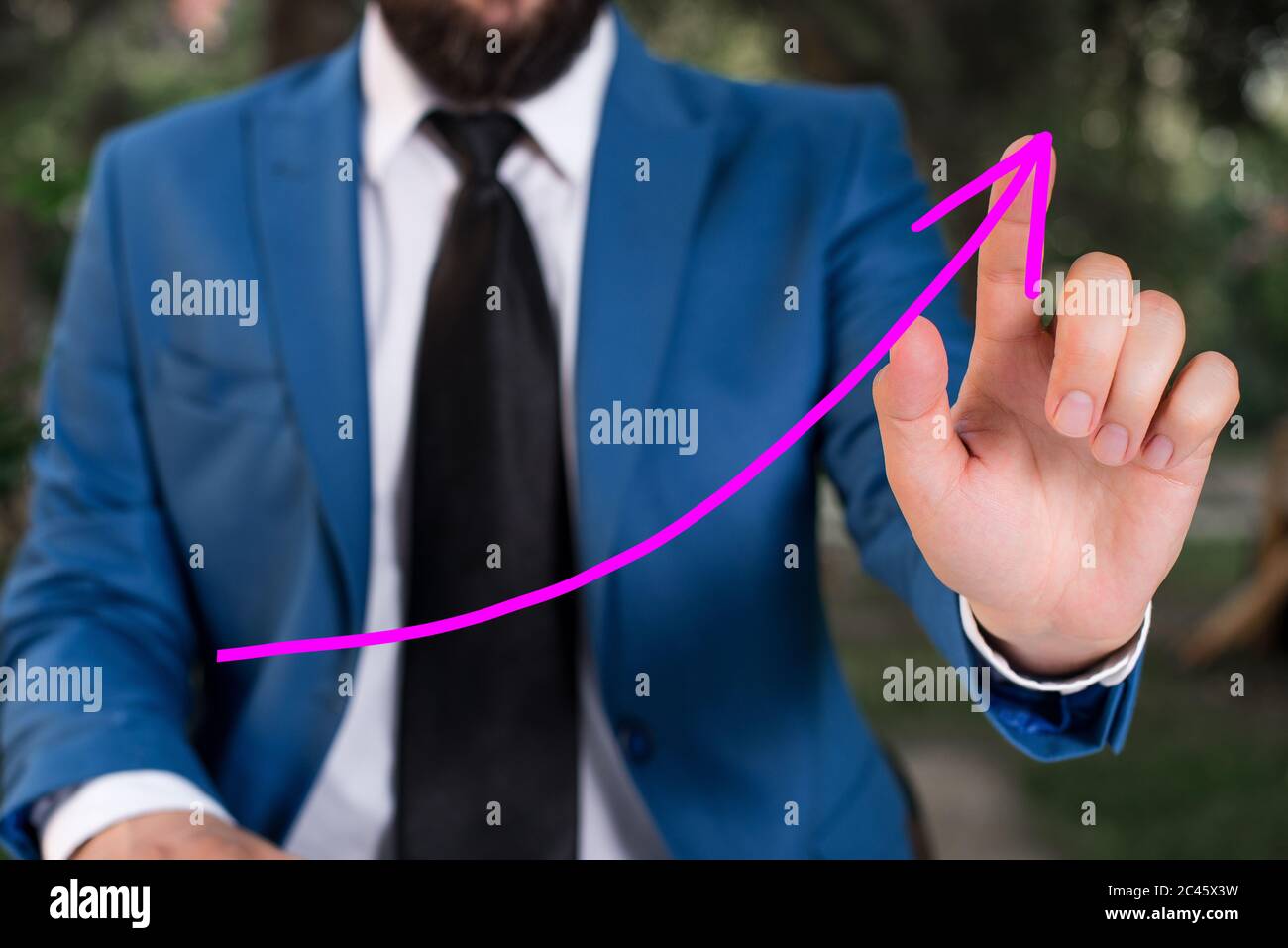 Digital Arrowhead Curve Rising Upward Denoting Growth Development ...