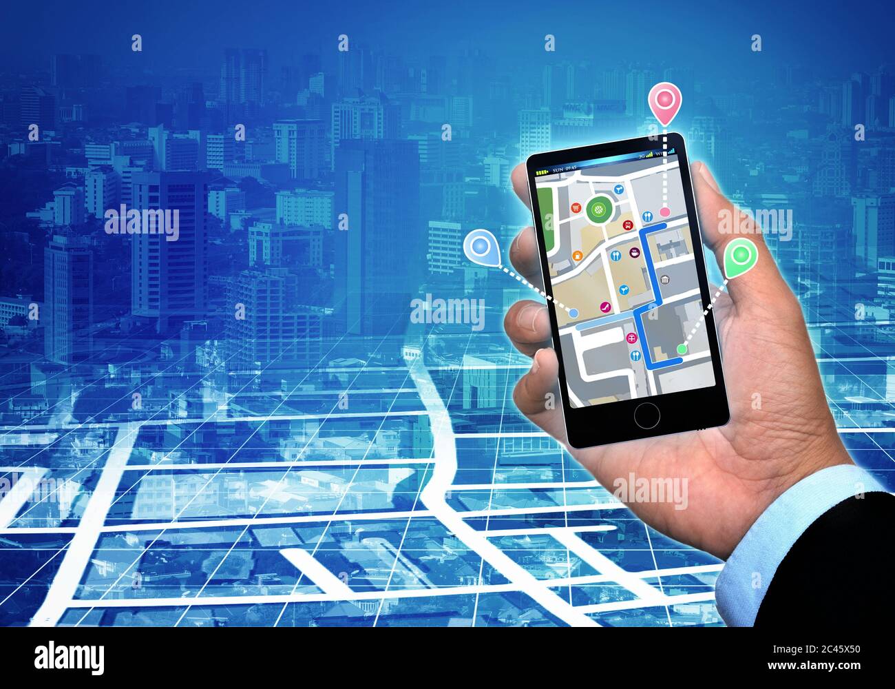 GPS on street map Stock Photo - Alamy