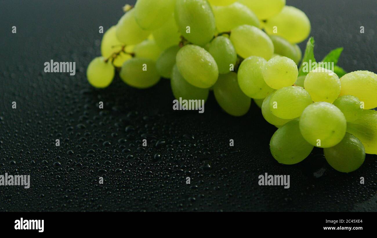 Green grapes on wet table Stock Photo - Alamy