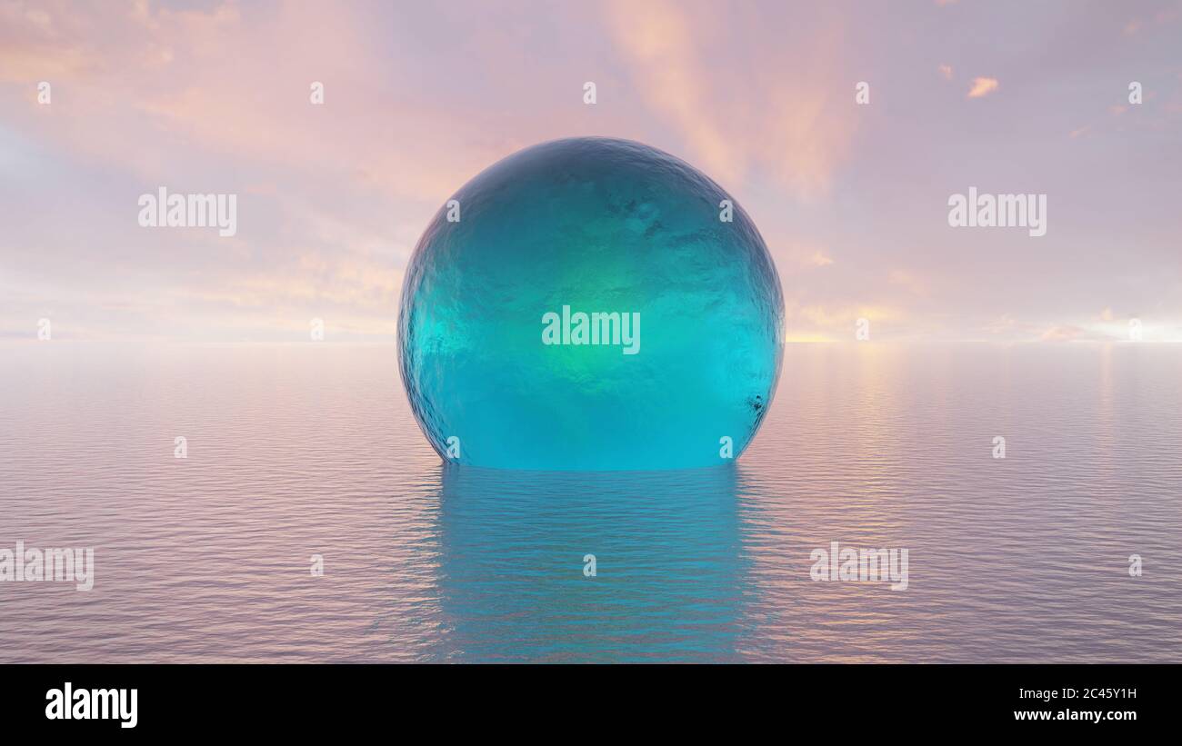 huge crystal sphere is swimming in the ocean Stock Photo - Alamy