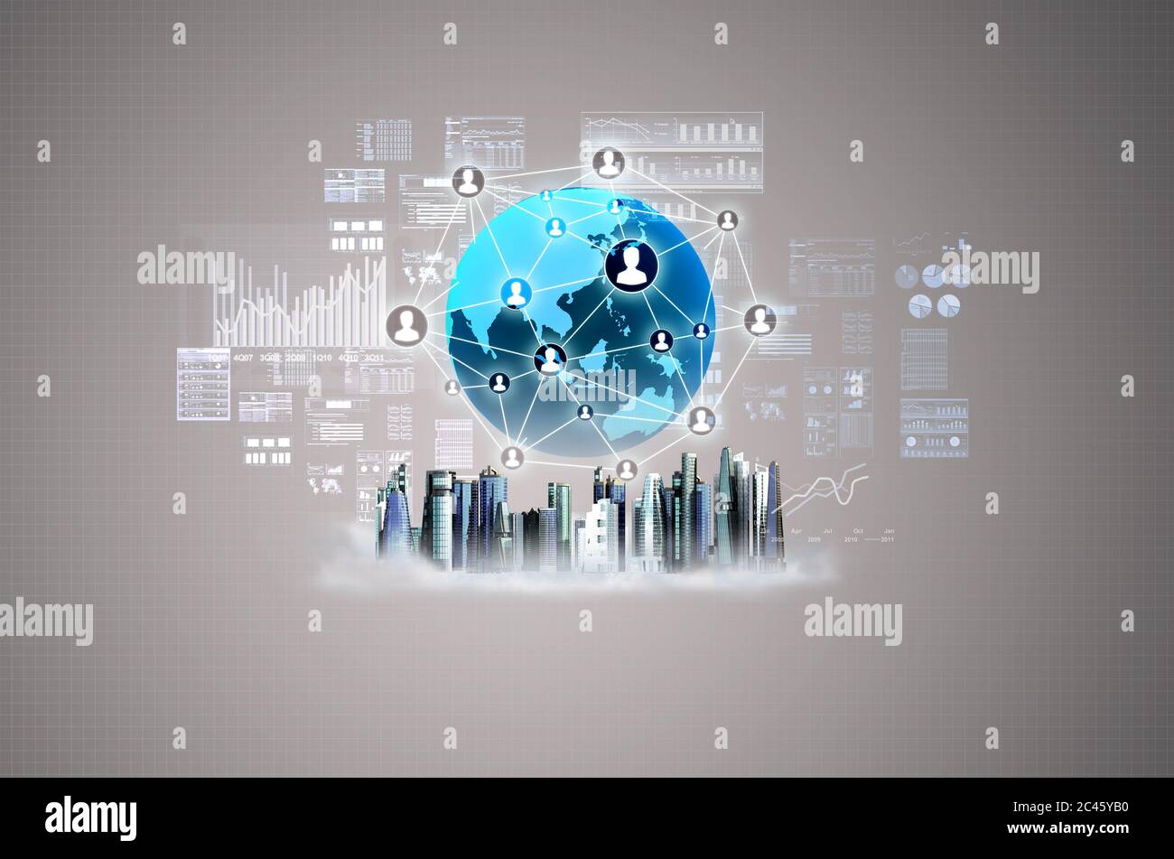 Virtual Business City Stock Photo - Alamy