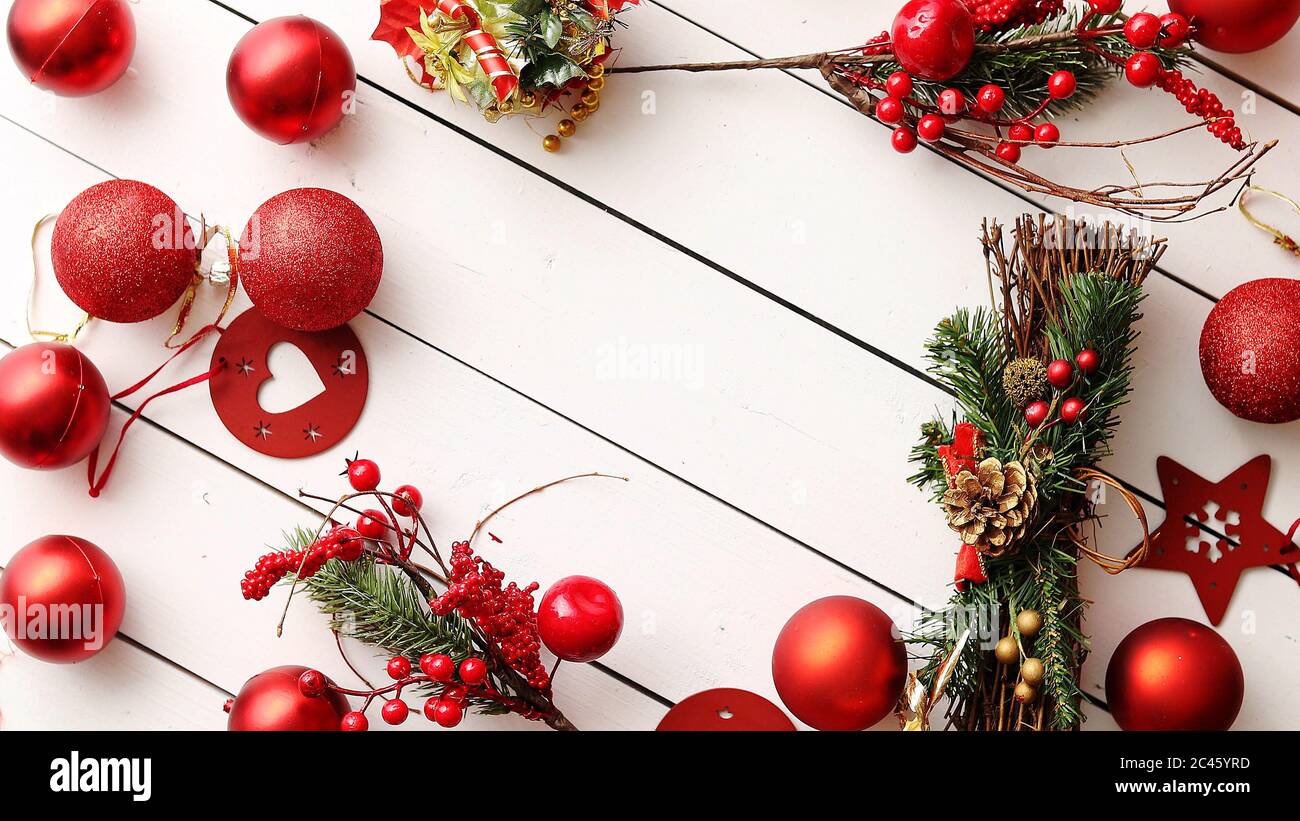 Christmas decoration top view Stock Photo - Alamy