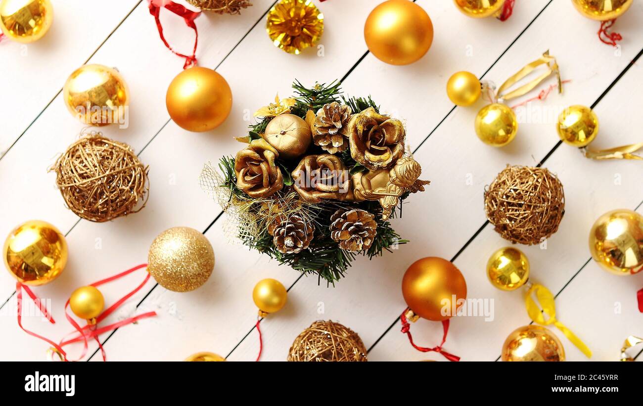 Christmas decoration top view Stock Photo - Alamy