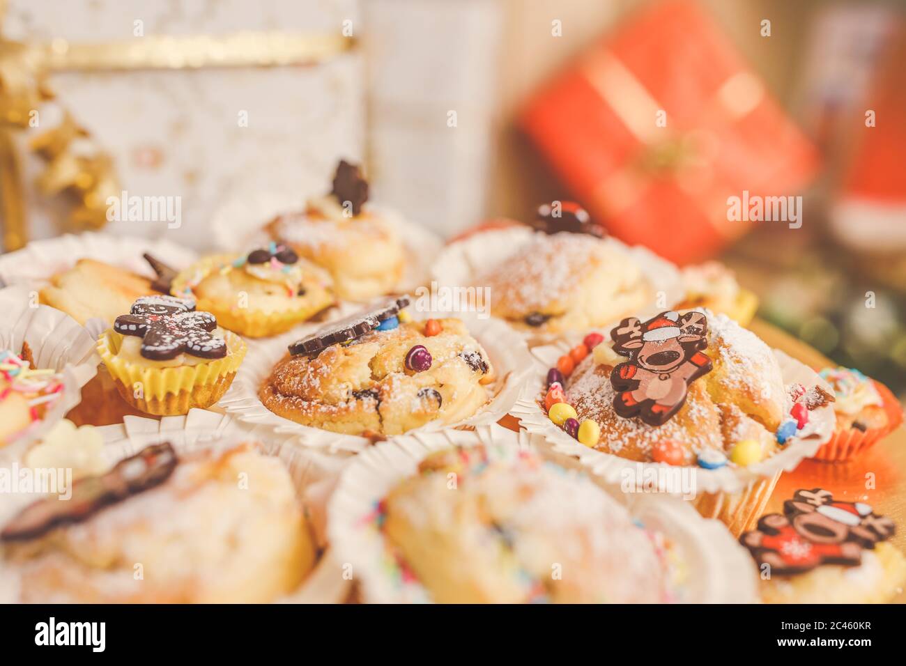 Homemade colourful Christmas Muffins made by children Stock Photo - Alamy