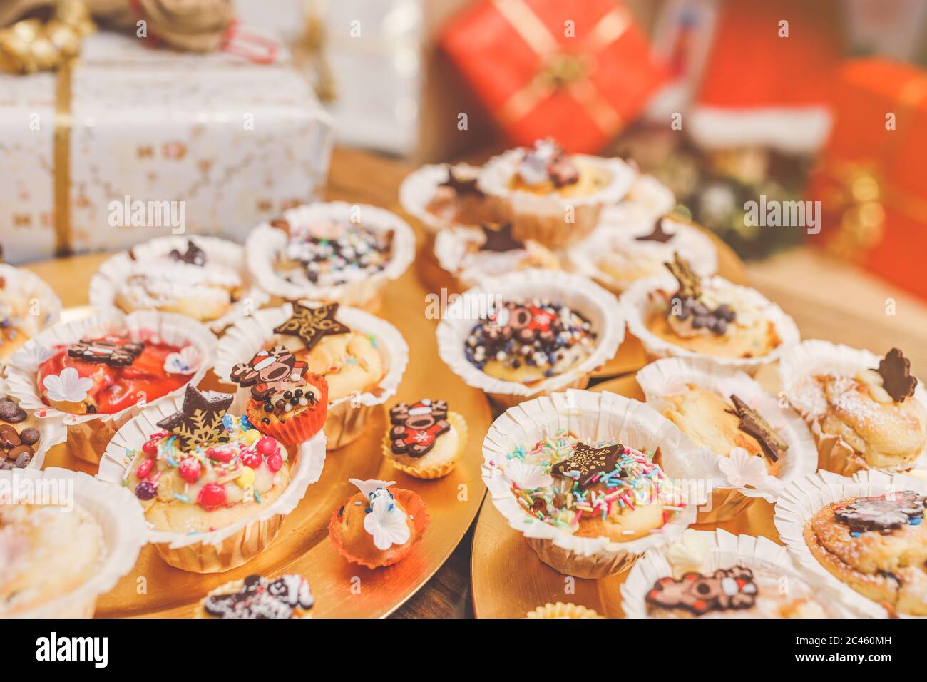 Homemade colourful Christmas Muffins made by children Stock Photo - Alamy