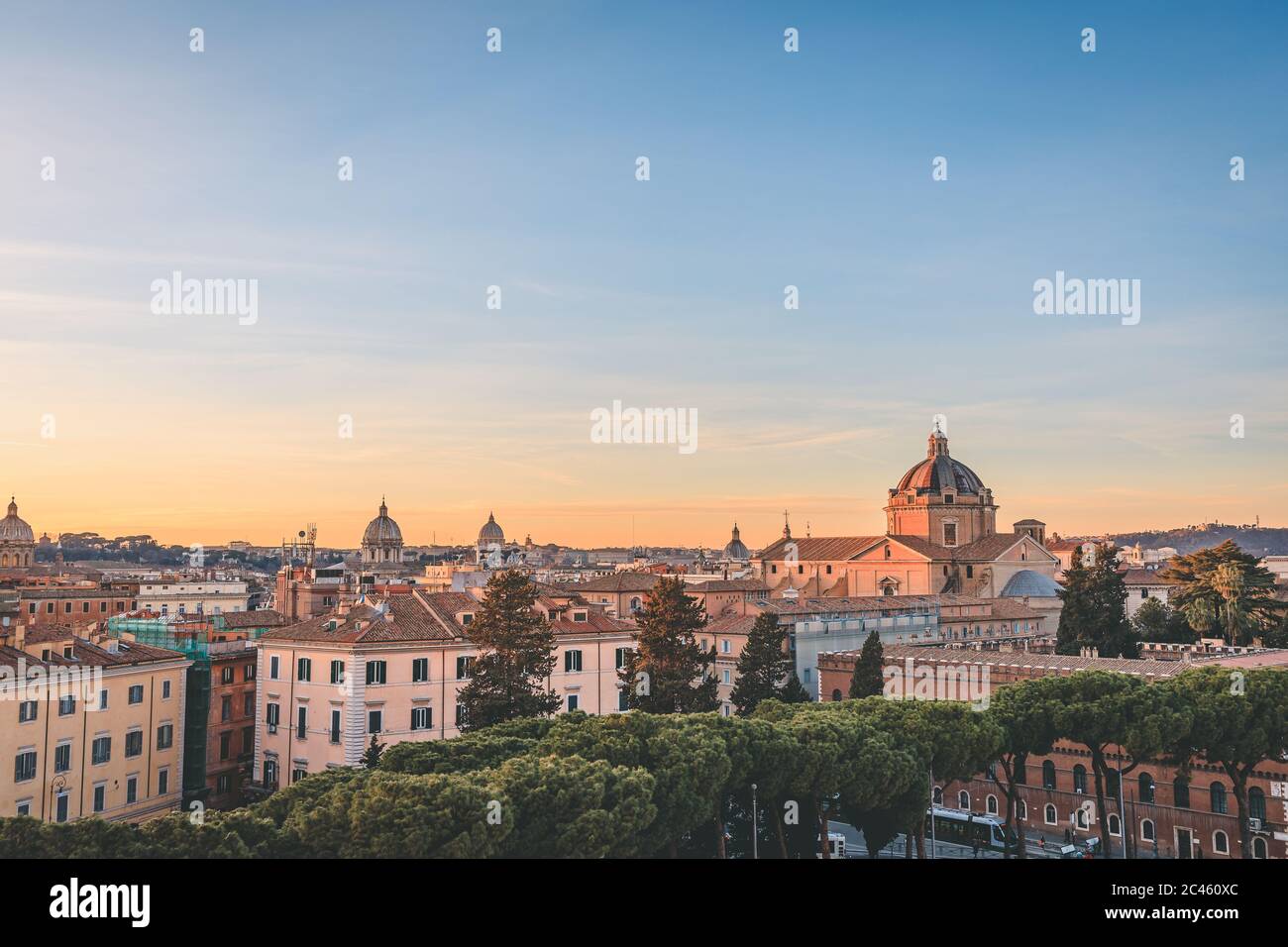 Cityscape of Rome in golden hour light Stock Photo - Alamy