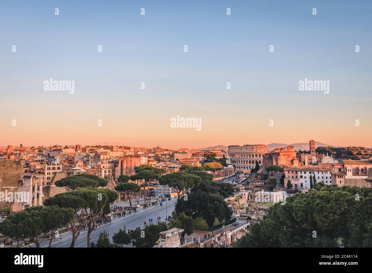 Cityscape of Rome in golden hour light Stock Photo - Alamy
