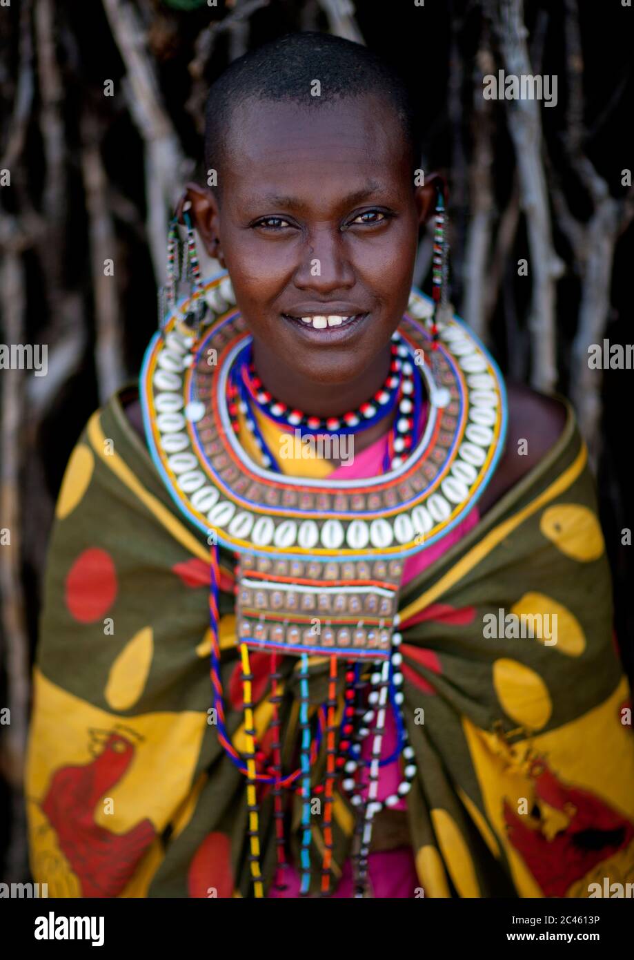 Maasai tribeswoman in traditional maasai clothing, Nakuru county ...