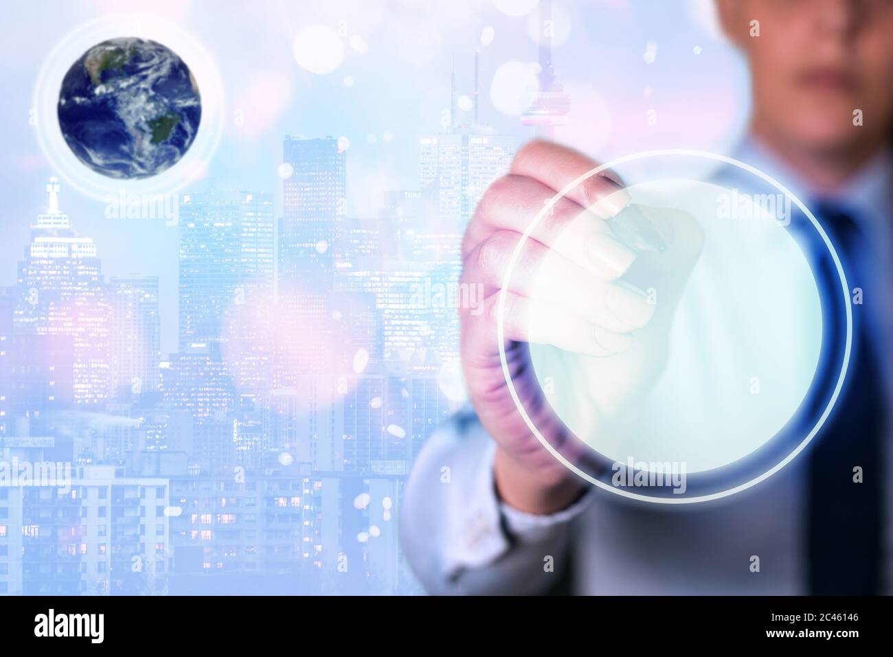 Digital Image of Distant Solar System Showing Global Technology ...