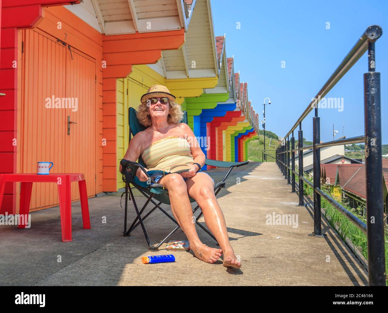 Sue Ingle enjoys the sunny weather in Scarborough as Britain is braced ... Sue Ingle enjoys the sunny weather in Scarborough as Britain is braced ...