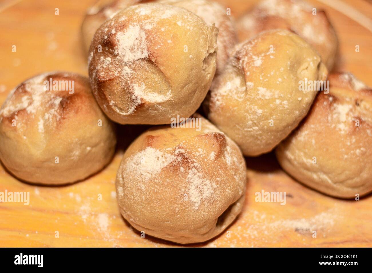 Closeup shot of sweet round biscuits tossed in sugar powder Stock Photo ...