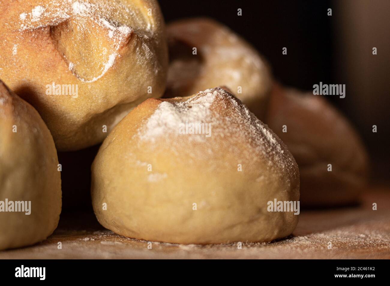 Closeup shot of sweet round biscuits tossed in sugar powder Stock Photo ...