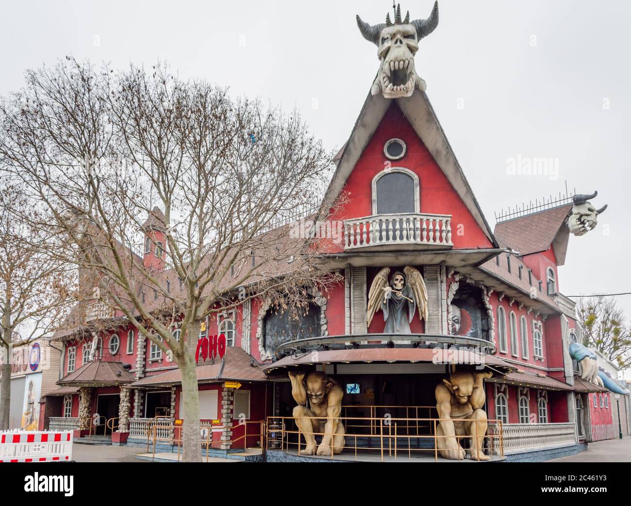 View of Hotel Psycho in Prater amusement park, Vienna Stock Photo - Alamy