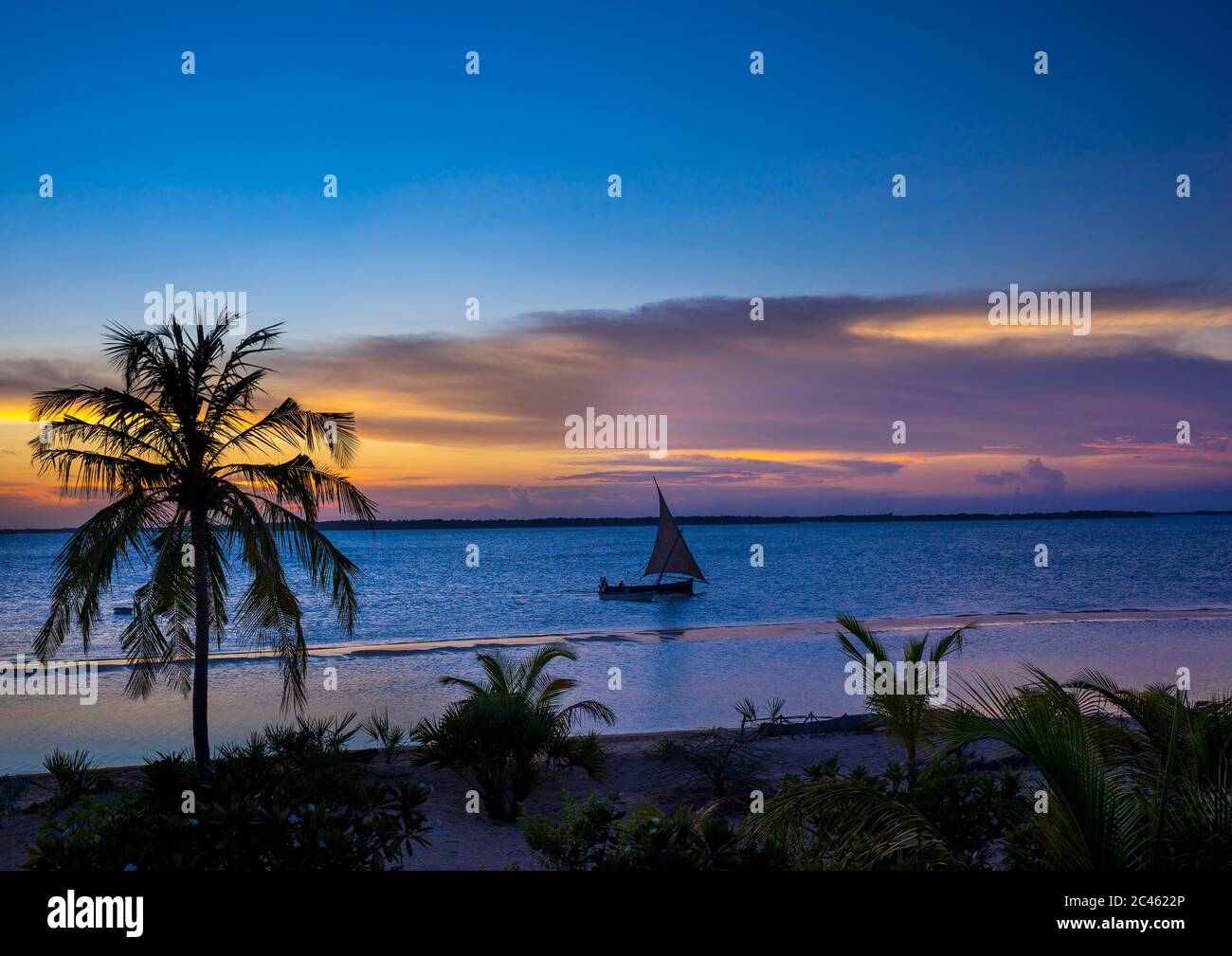 Dhow in the sunset, Lamu county, Kizingoni beach, Kenya Stock Photo - Alamy
