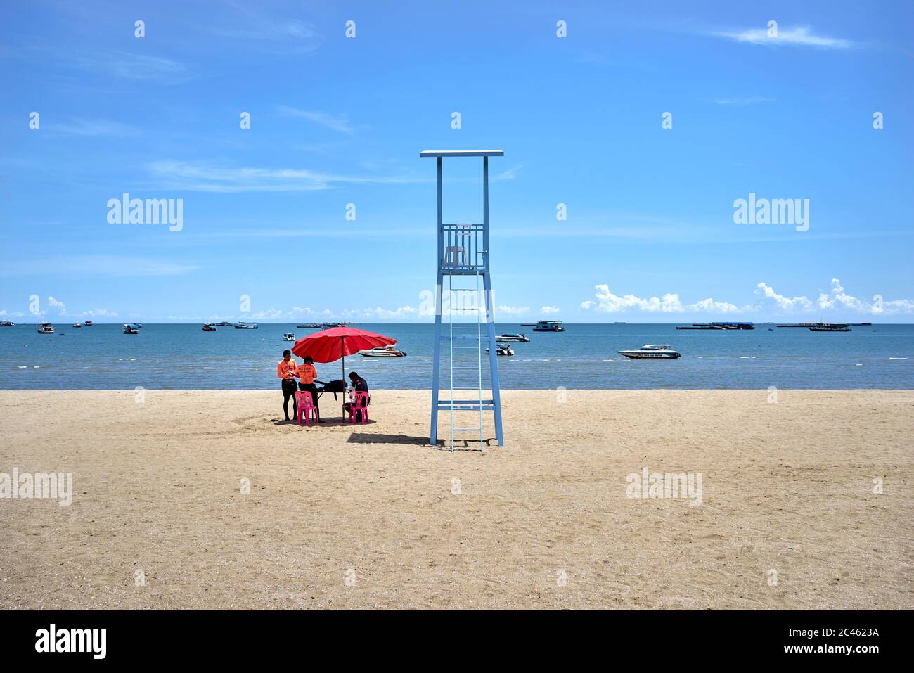 Lifeguard tower and observation platform newly erected at Pattaya beach ...
