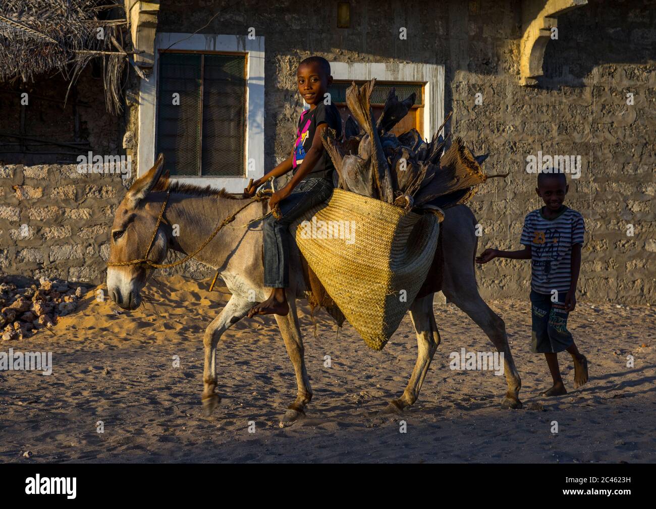 Child riding a donkey africa hi-res stock photography and images - Alamy