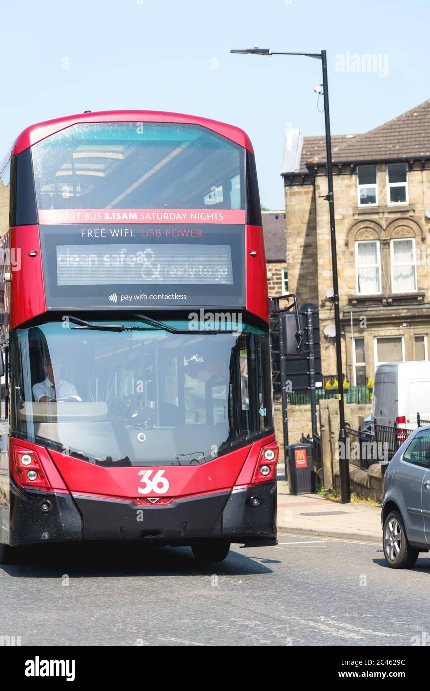 Leeds to Harrogate Double-decker Bus with clean safe & ready to go ...