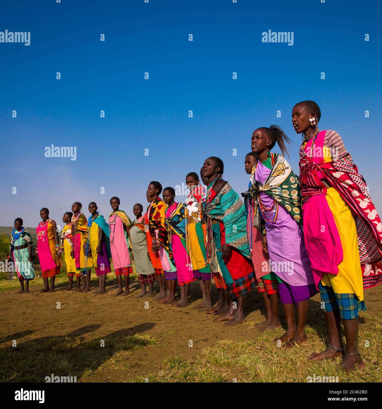 Maasai tribeswomen in traditional maasai clothing, Nakuru county ...