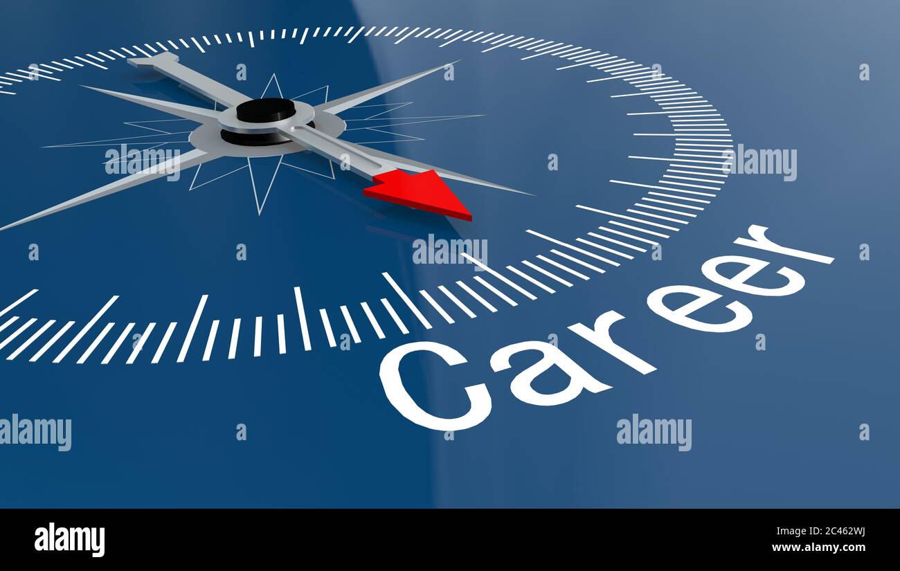 Blue compass with Career word, 3D rendering Stock Photo - Alamy